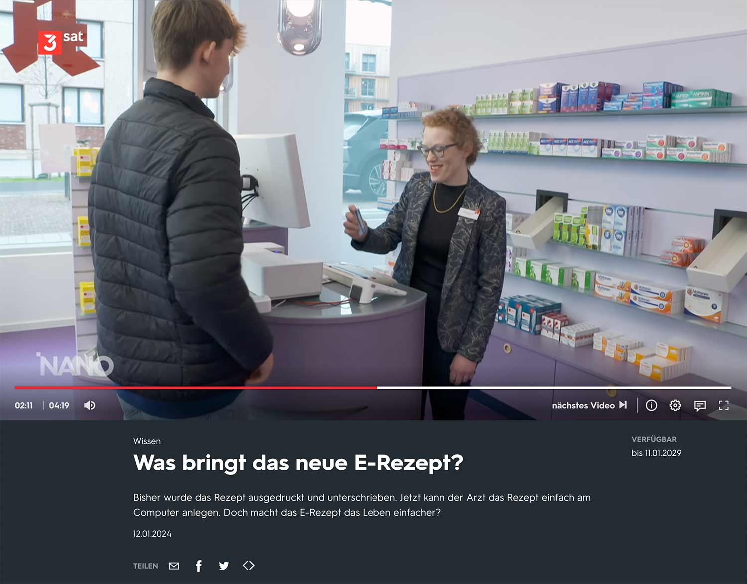 Eva Wolfmüller bei 3sat: Was bringt das neue E-Rezept? - Apotheke Spinelli